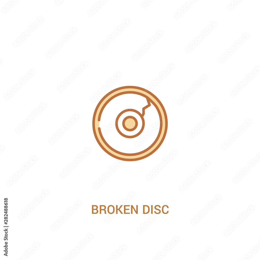 broken disc concept 2 colored icon. simple line element illustration ...
