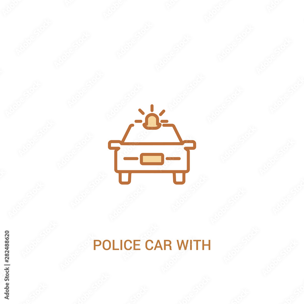 police car with light concept 2 colored icon. simple line element ...
