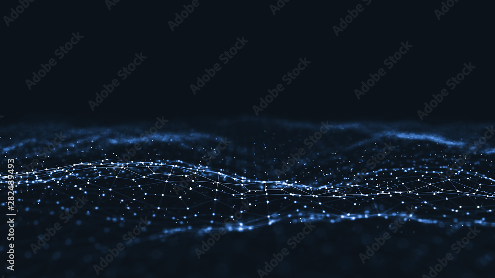 Abstract 3d rendering futuristic dots and lines. computer geometric ...