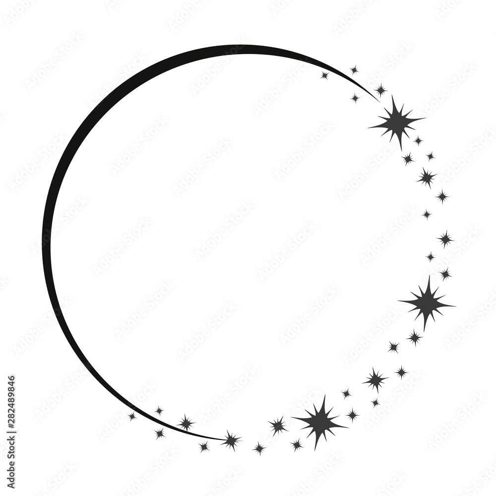 Stardust frame. Shiny star circle frame, starry glitter stamp and round ...