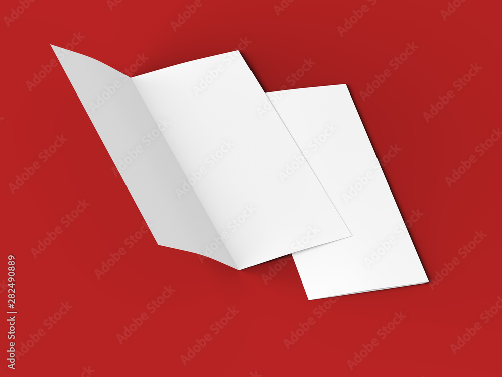 Leaflet folded to DL format - mock up - 3d illustartion Stock ...