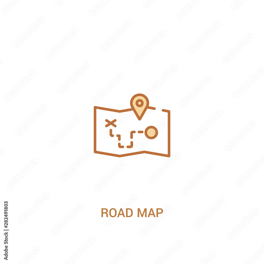 road map concept 2 colored icon. simple line element illustration ...