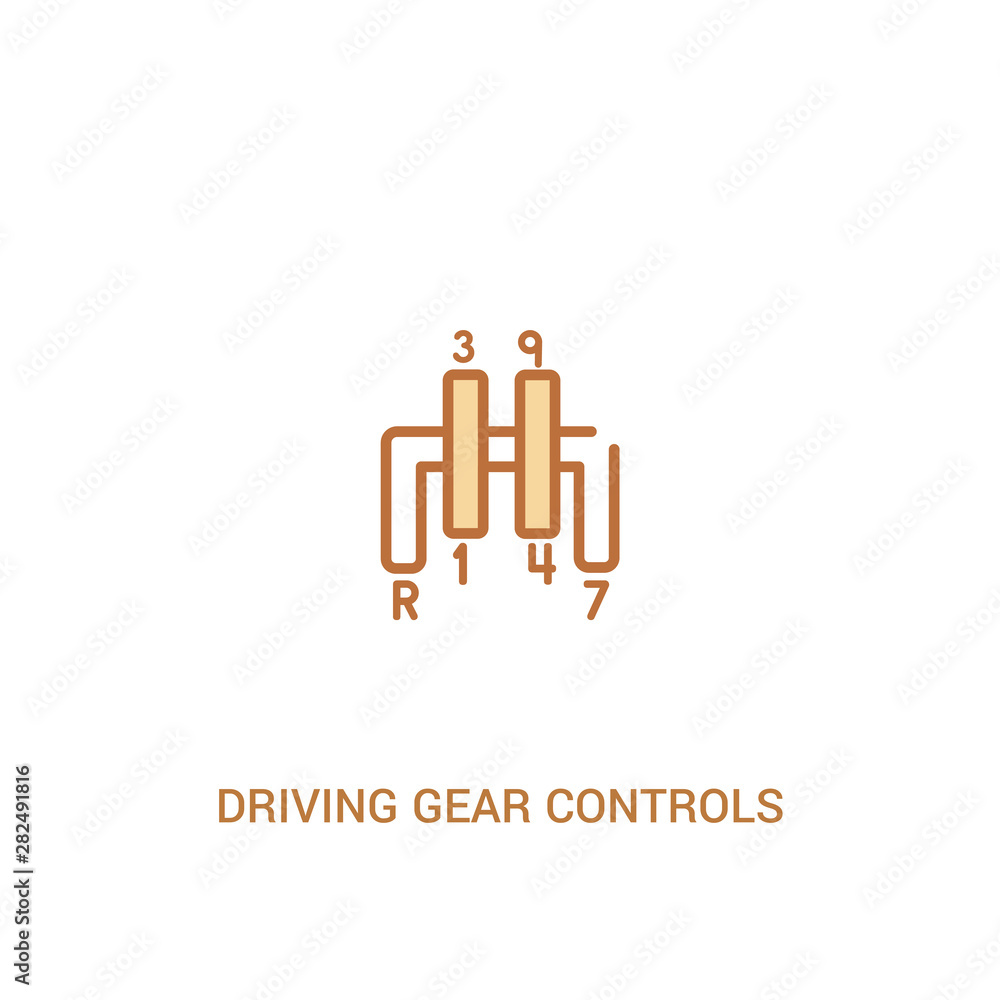 driving gear controls concept 2 colored icon. simple line element ...