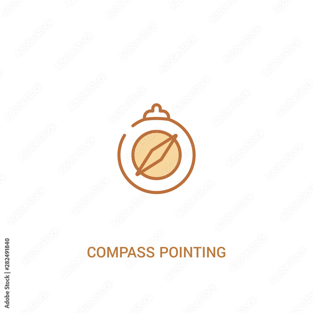 compass pointing north concept 2 colored icon. simple line element ...