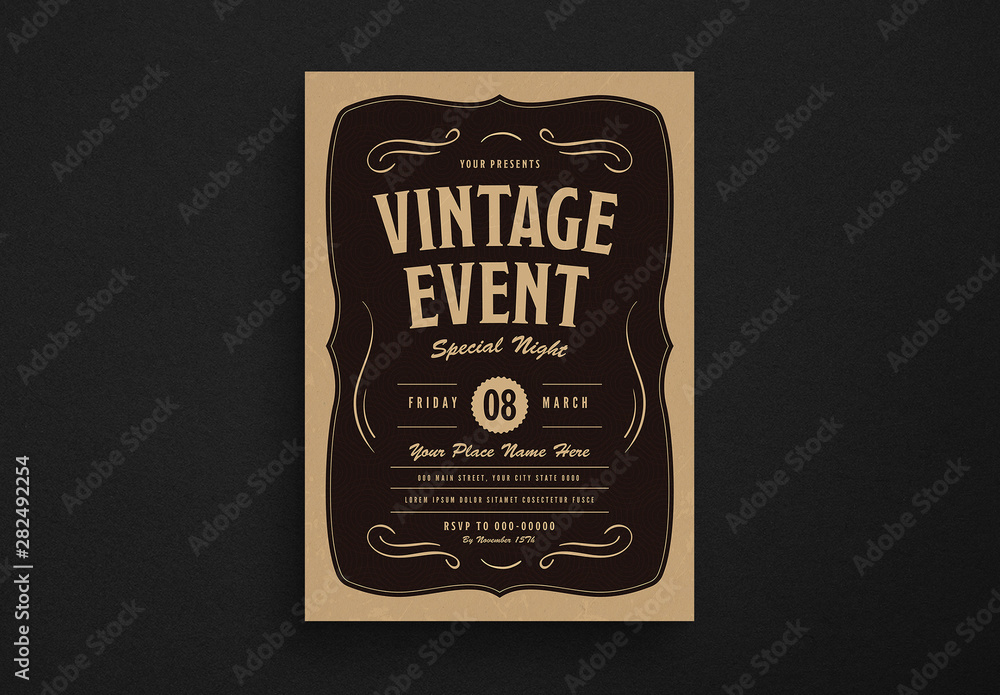 Vintage Event Flyer Layout Stock Template | Adobe Stock