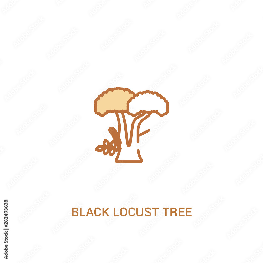 black locust tree concept 2 colored icon. simple line element ...