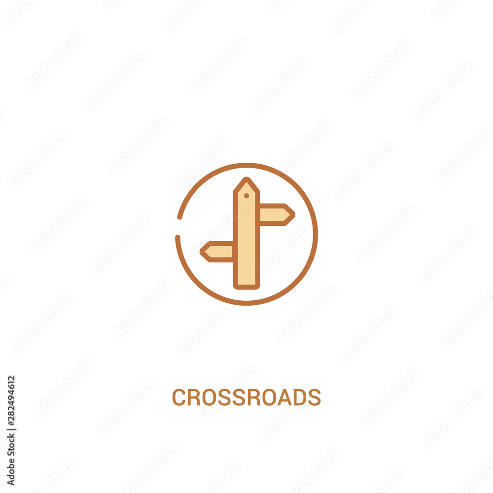 crossroads concept 2 colored icon. simple line element illustration ...