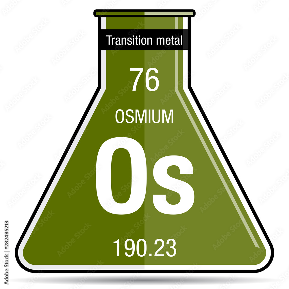 Osmium symbol on chemical flask. Element number 76 of the Periodic ...