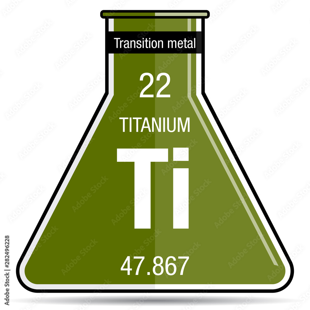 Titanium symbol on chemical flask. Element number 22 of the Periodic ...
