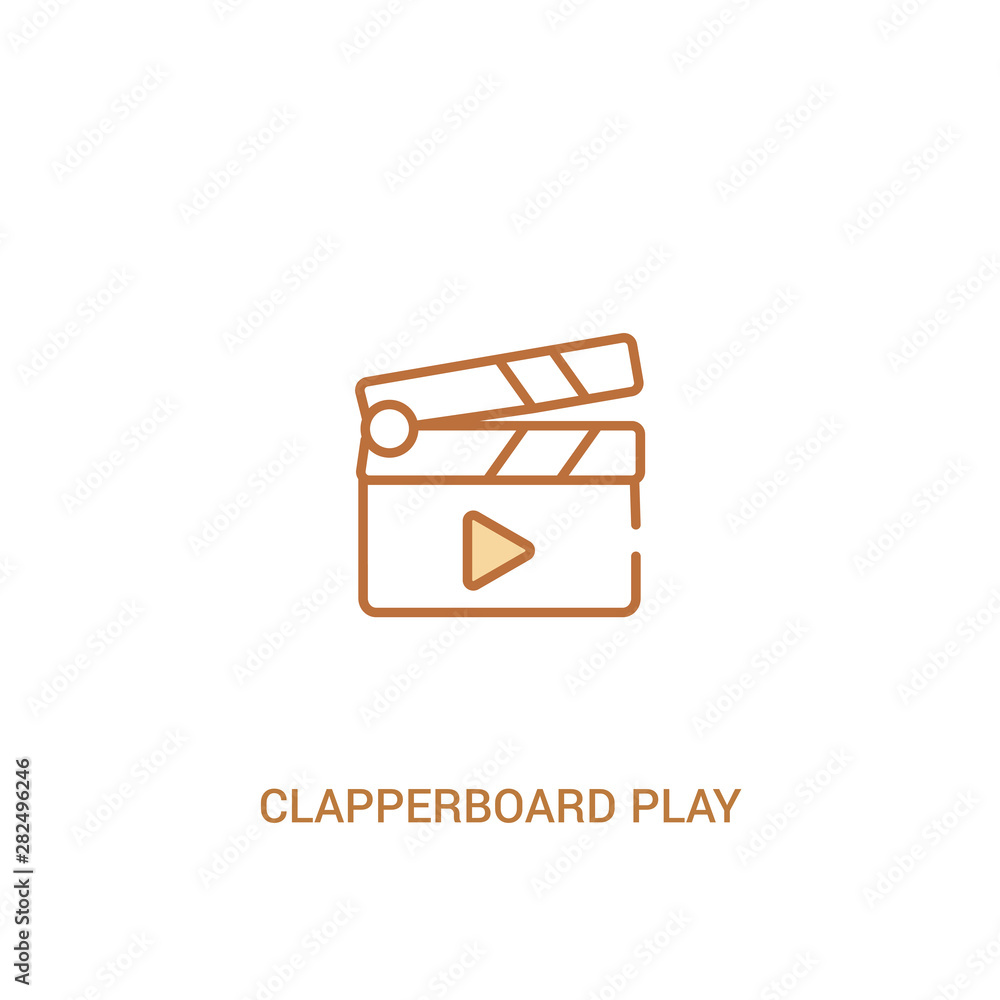 Clapperboard Play Button Concept 2 Colored Icon Simple Line Element Illustration Outline Brown