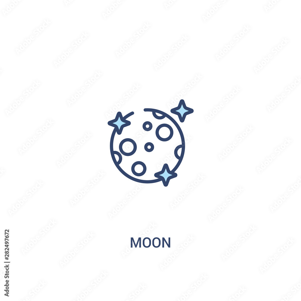 moon concept 2 colored icon. simple line element illustration. outline ...