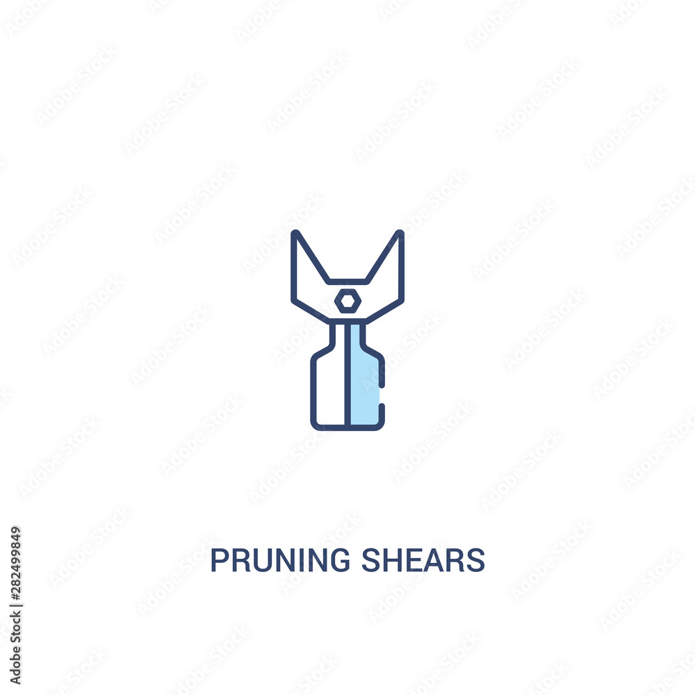 pruning shears concept 2 colored icon. simple line element illustration. outline blue pruning ...