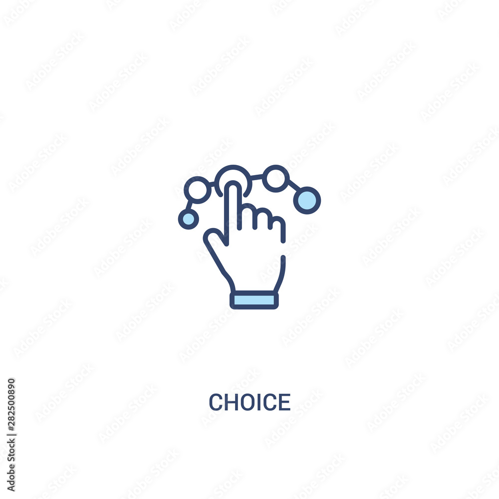 choice concept 2 colored icon. simple line element illustration. outline blue choice symbol. can ...