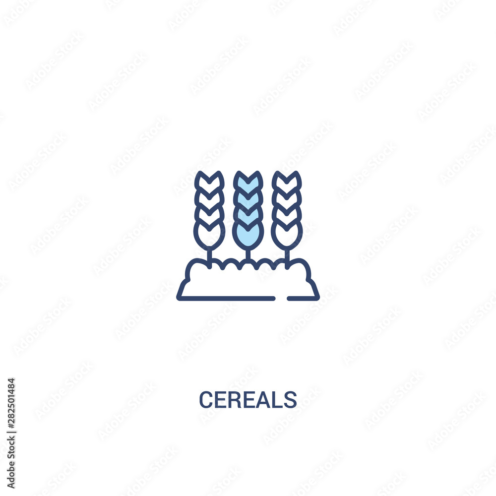 cereals concept 2 colored icon. simple line element illustration. outline blue cereals symbol ...
