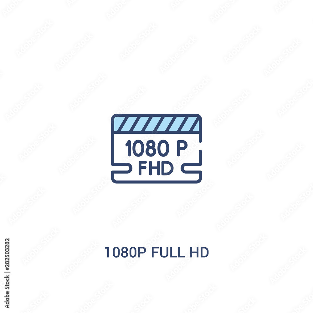 1080p full hd concept 2 colored icon. simple line element illustration ...