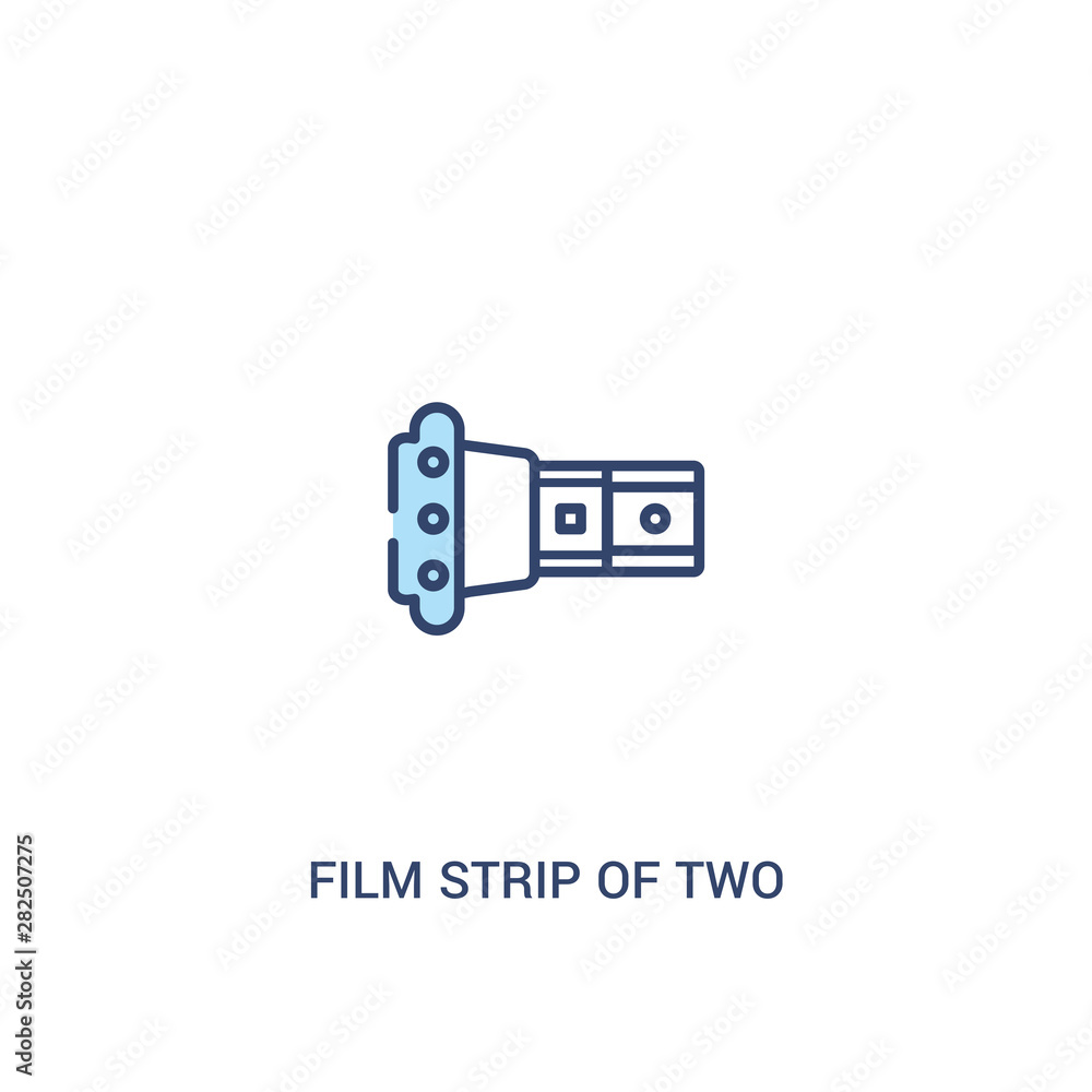film strip of two photograms concept 2 colored icon. simple line ...
