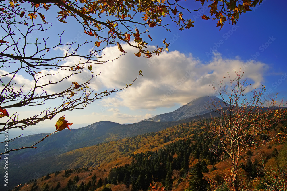 Panoramic view of the Dirfi mountain in the central part of the island ...