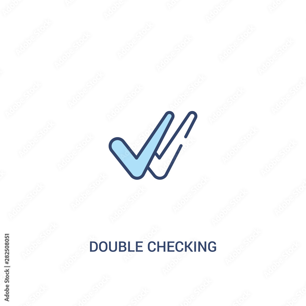 double checking concept 2 colored icon. simple line element ...