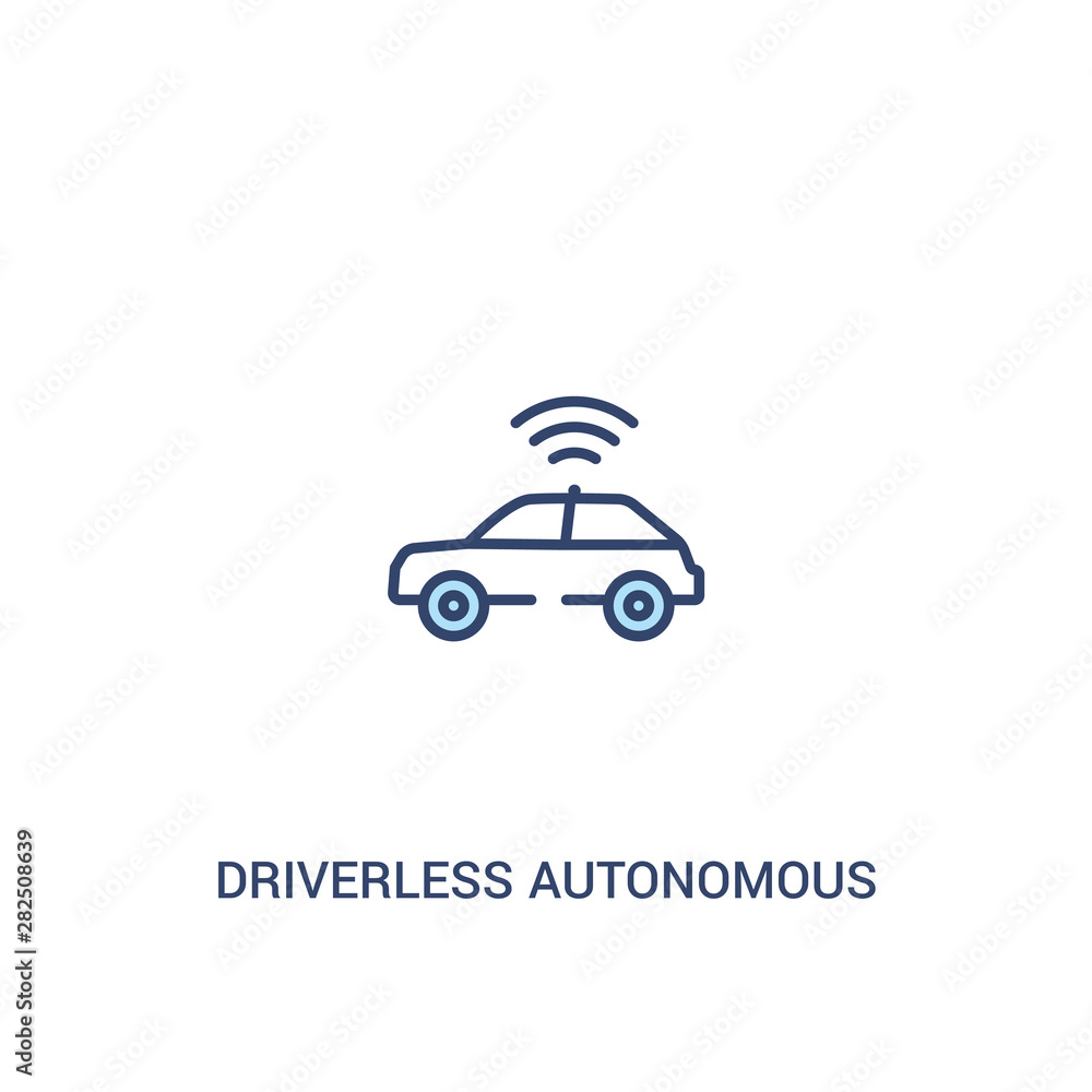 driverless autonomous car concept 2 colored icon. simple line element ...