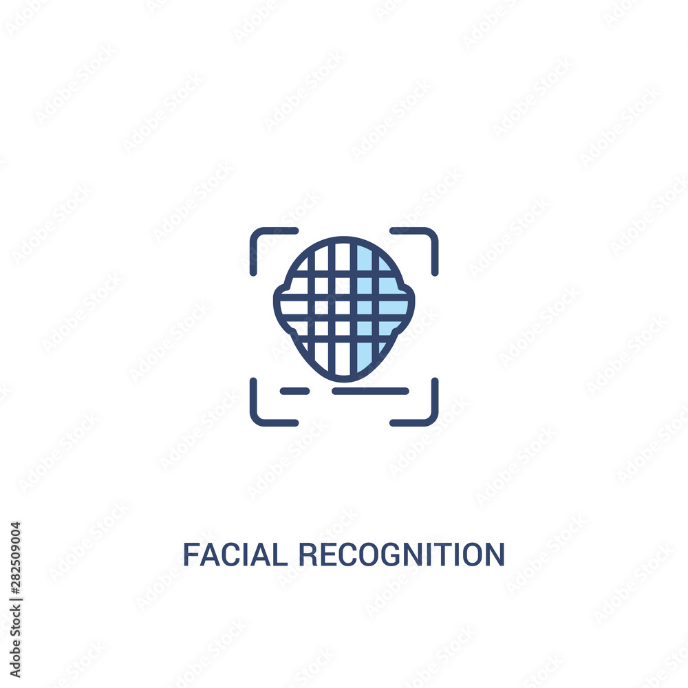 facial recognition concept 2 colored icon. simple line element ...