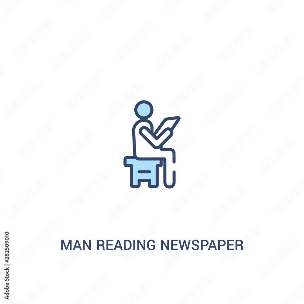 man reading newspaper concept 2 colored icon. simple line element ...
