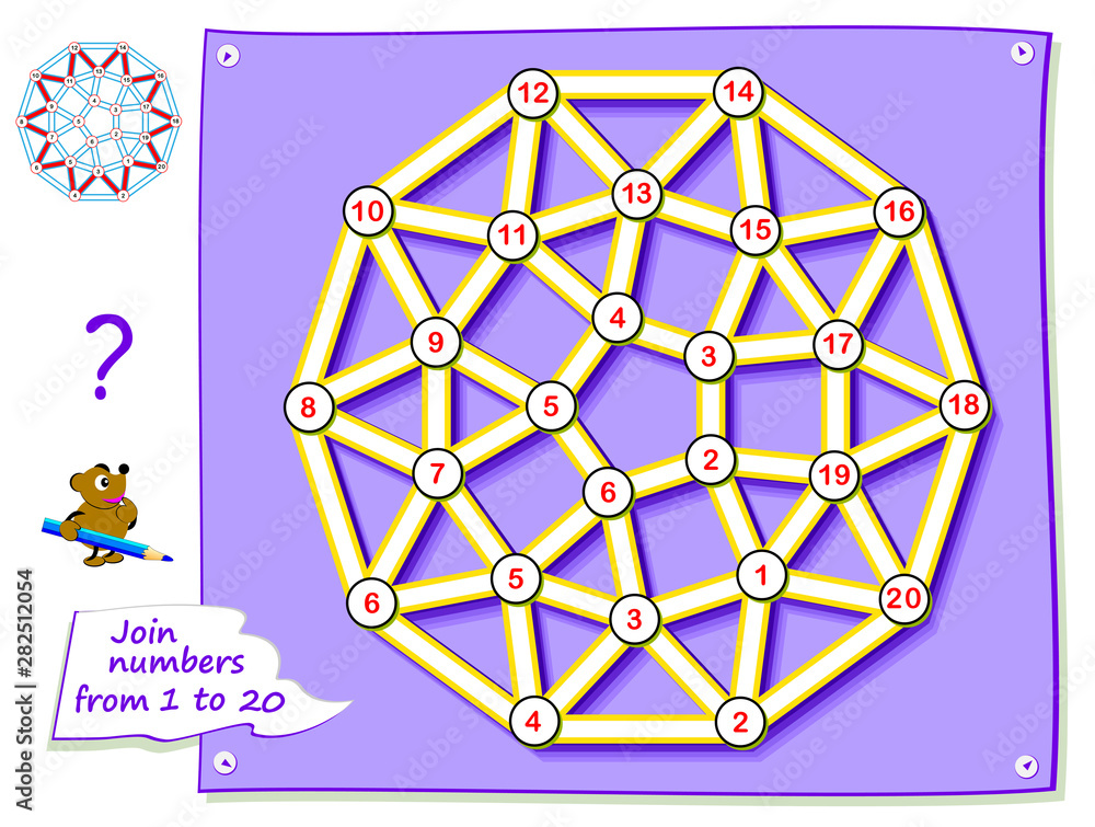 Logic puzzle game for young children with labyrinth. Trace the line and ...