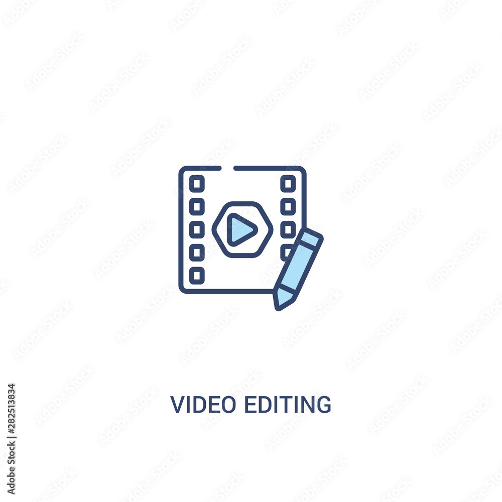 video editing concept 2 colored icon. simple line element illustration ...