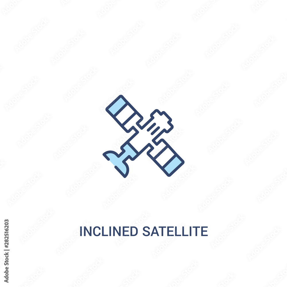 inclined satellite concept 2 colored icon. simple line element illustration. outline blue ...
