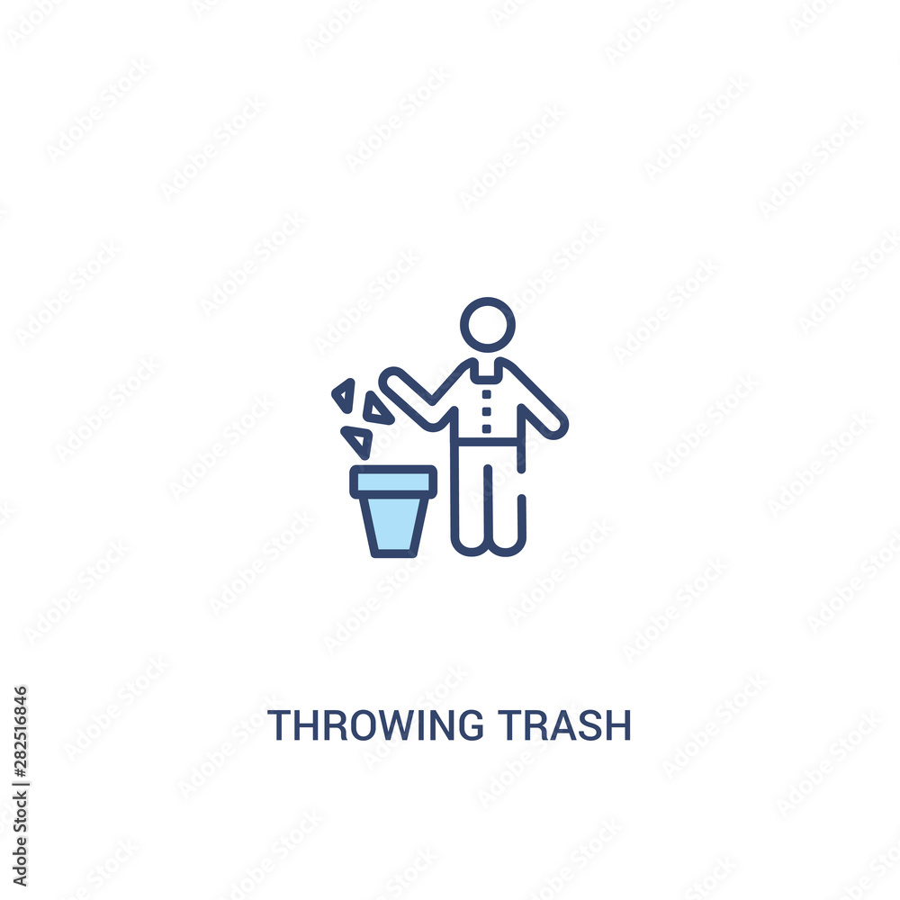throwing trash concept 2 colored icon. simple line element illustration ...