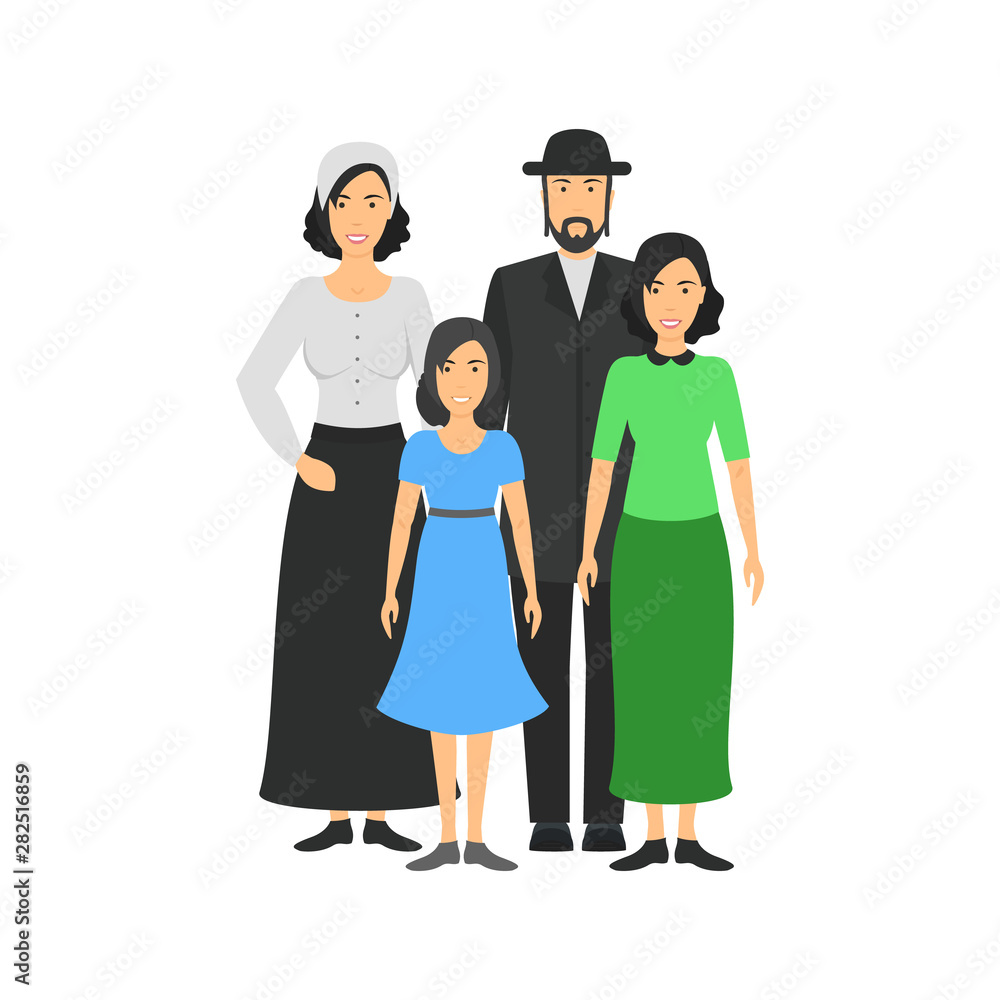 Cartoon Characters People Jewish National Family. Vector Stock Vector ...