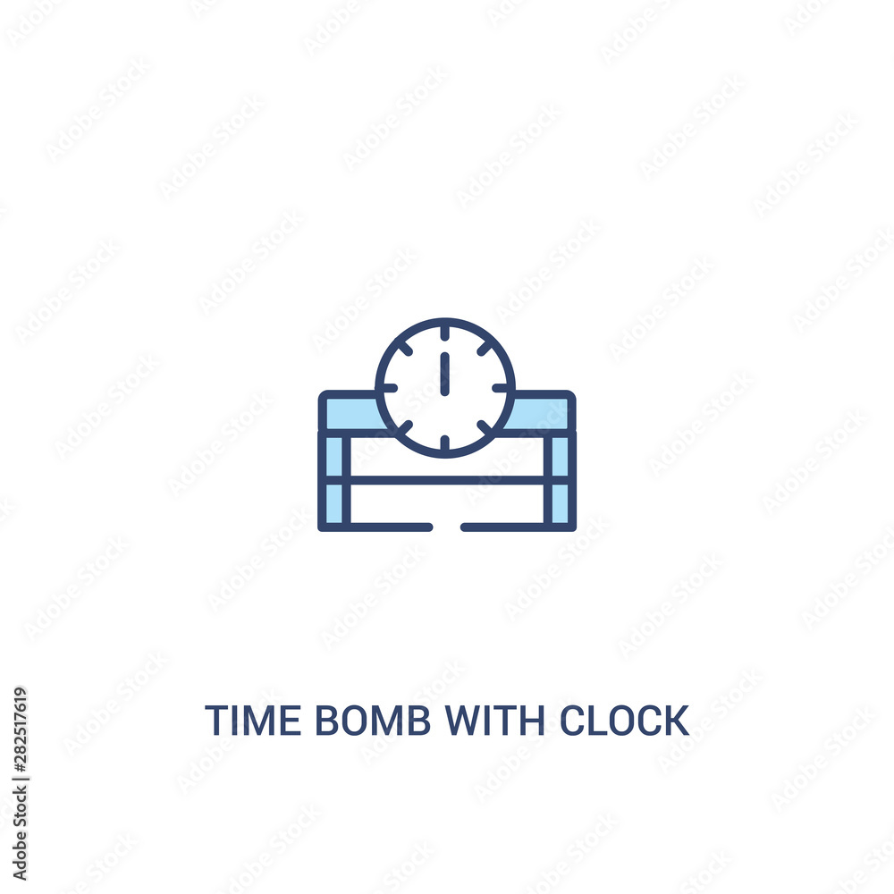time bomb with clock concept 2 colored icon. simple line element ...