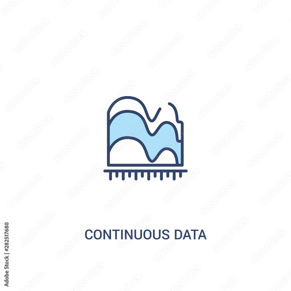 continuous data graphic wave chart concept 2 colored icon. simple line ...