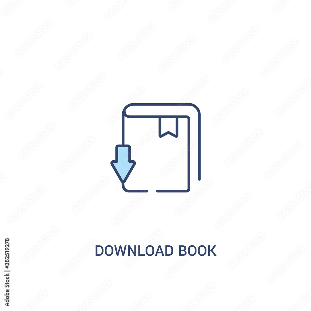 download book concept 2 colored icon. simple line element illustration. outline blue download ...