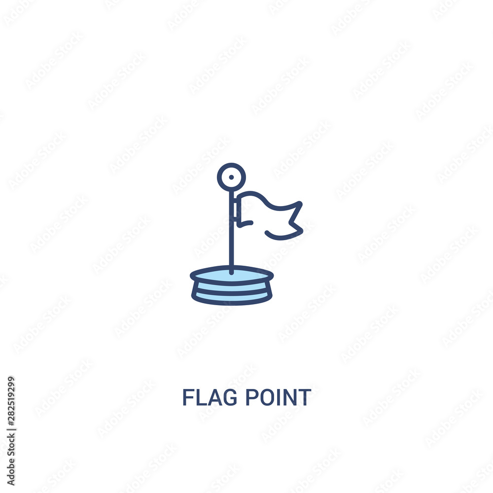 flag point concept 2 colored icon. simple line element illustration. outline blue flag point ...