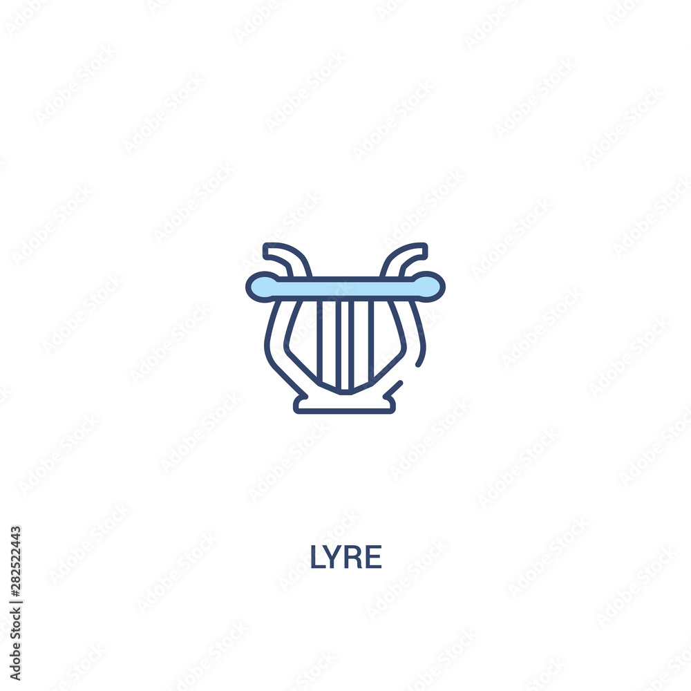 lyre concept 2 colored icon. simple line element illustration. outline blue lyre symbol. can be ...