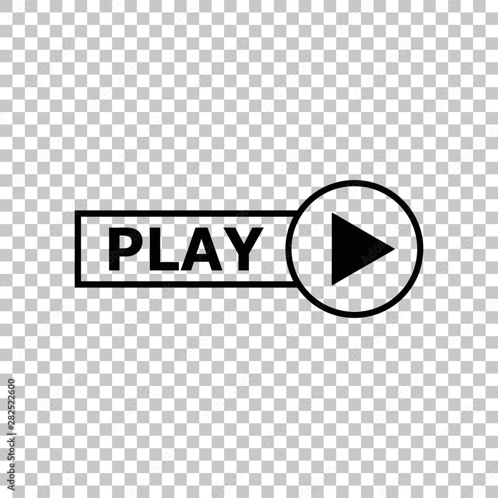 Play button sign. Black icon on transparent background. Illustration ...
