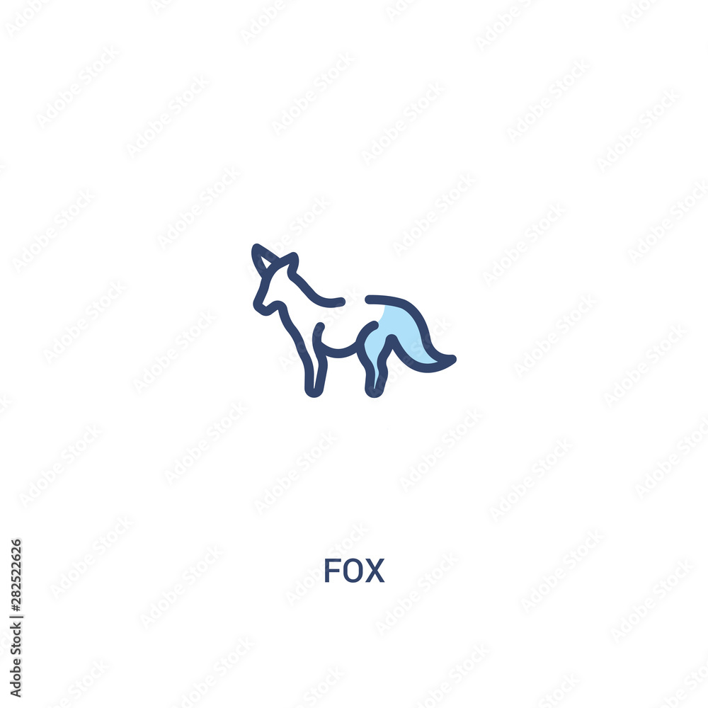 fox concept 2 colored icon. simple line element illustration. outline ...
