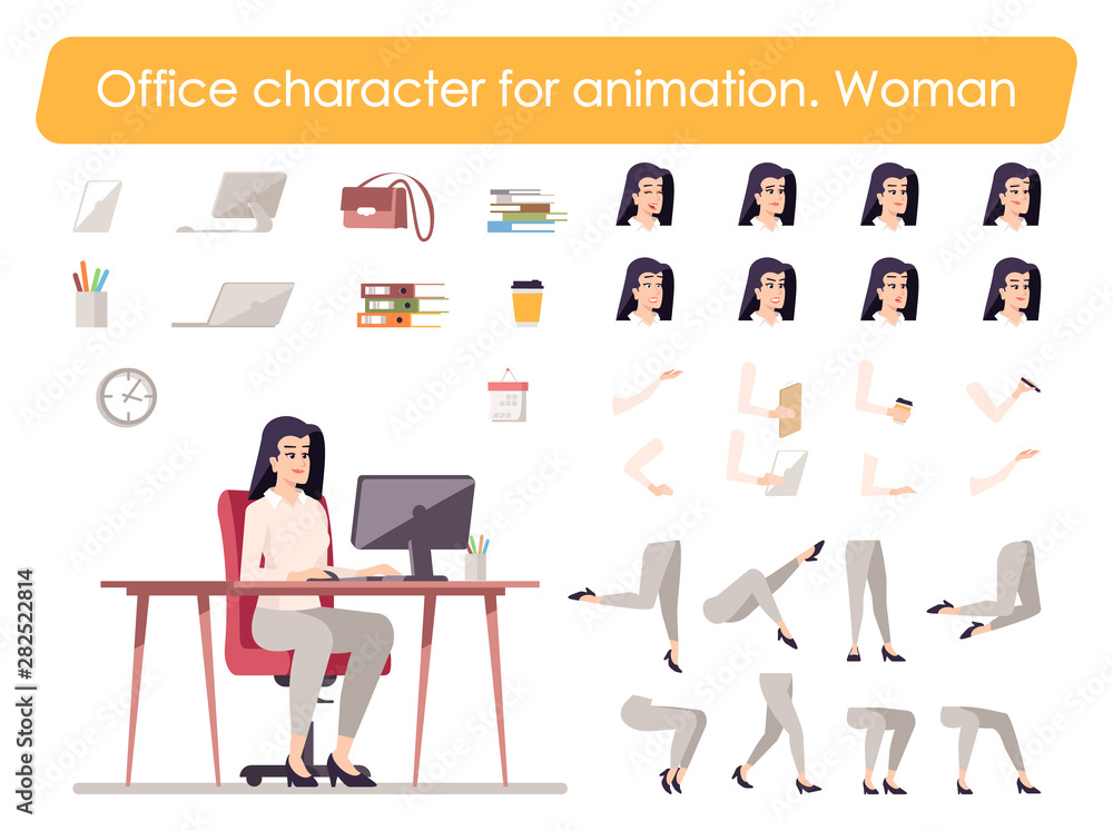 Business woman front view animated flat vector character design. Office ...