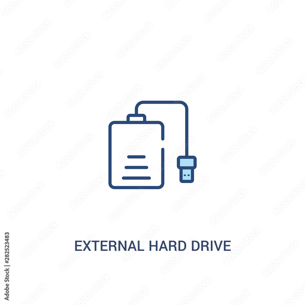 external hard drive concept 2 colored icon. simple line element ...