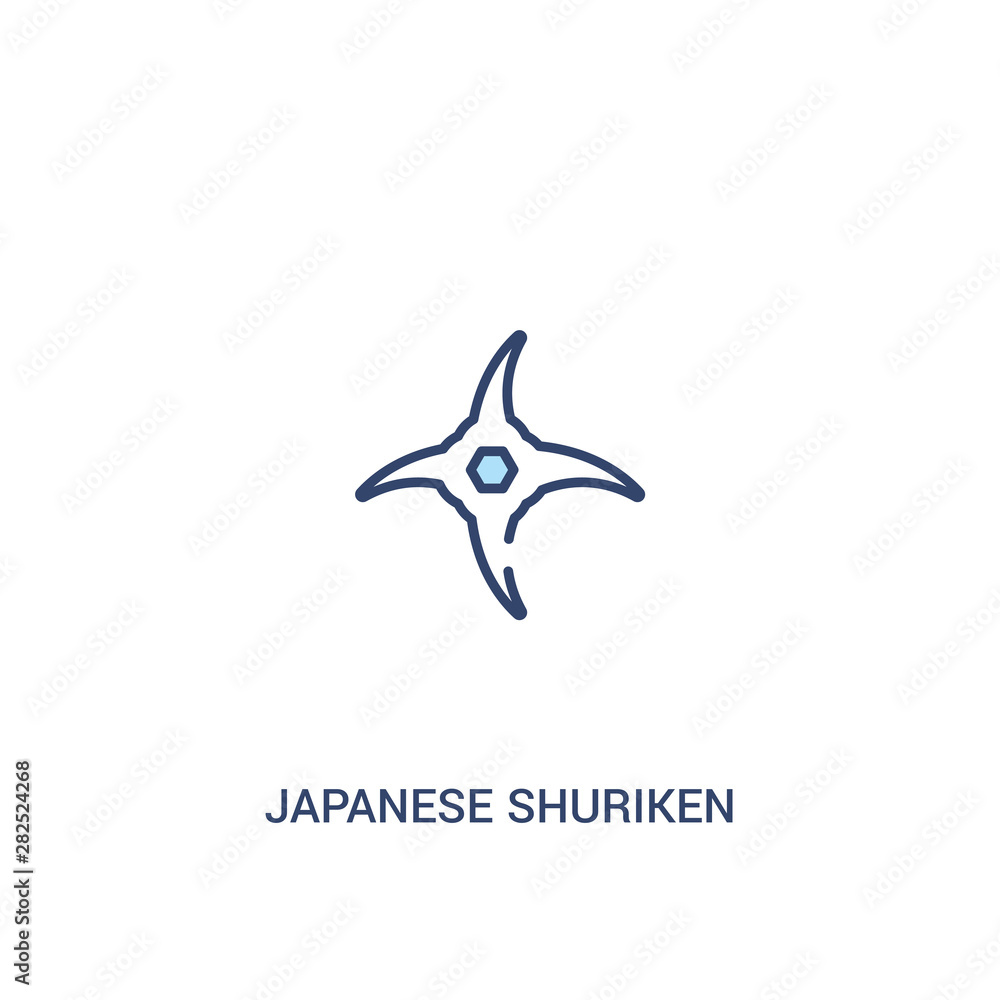 japanese shuriken concept 2 colored icon. simple line element ...