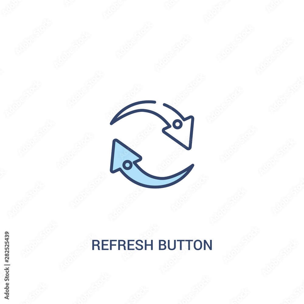 refresh button concept 2 colored icon. simple line element illustration. outline blue refresh ...