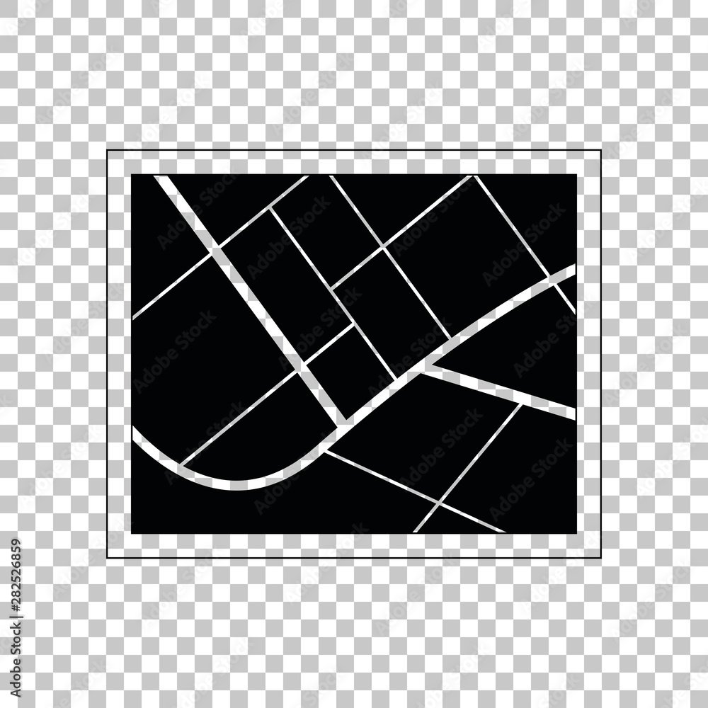 Map sign. Black icon on transparent background. Illustration. Stock ...