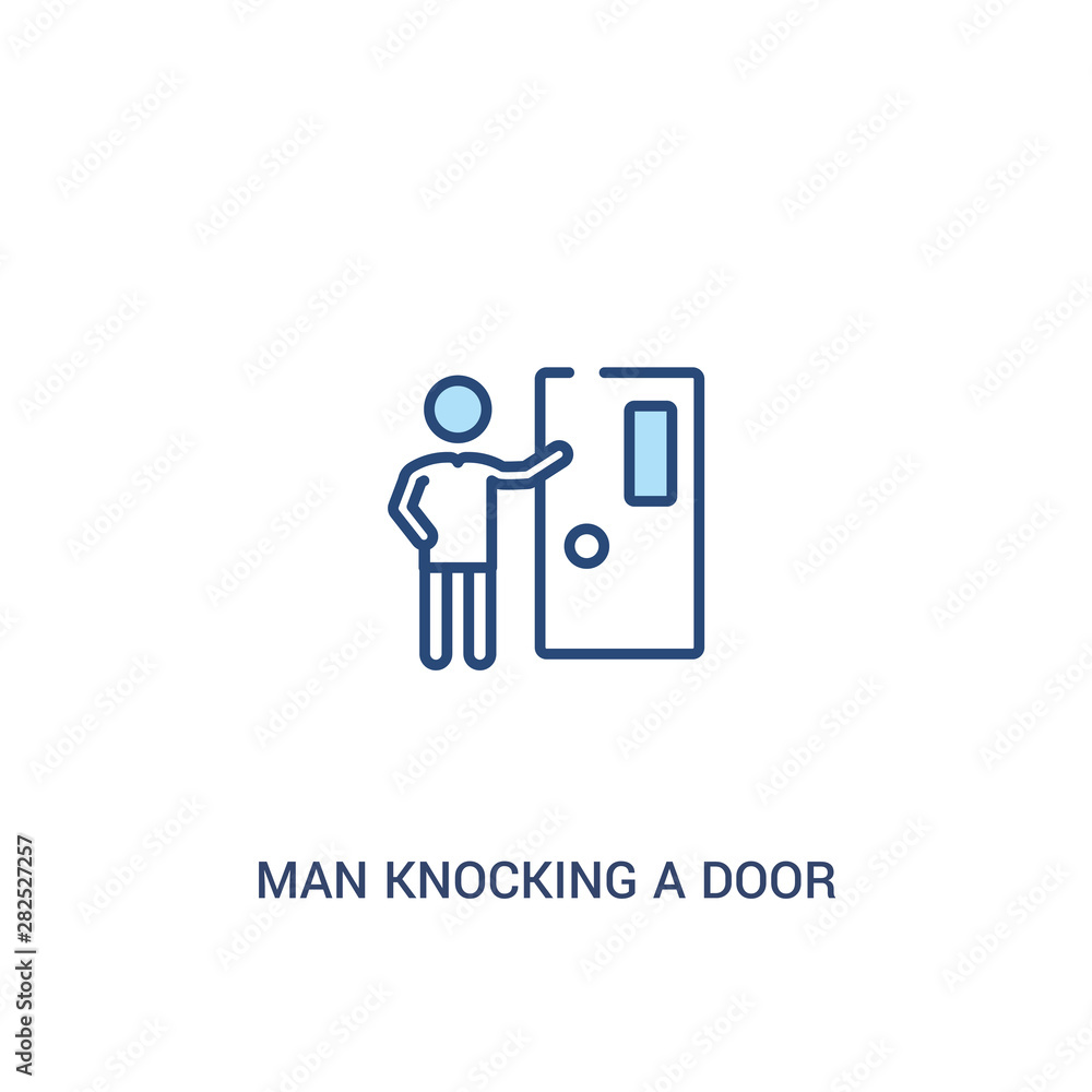man knocking a door concept 2 colored icon. simple line element ...