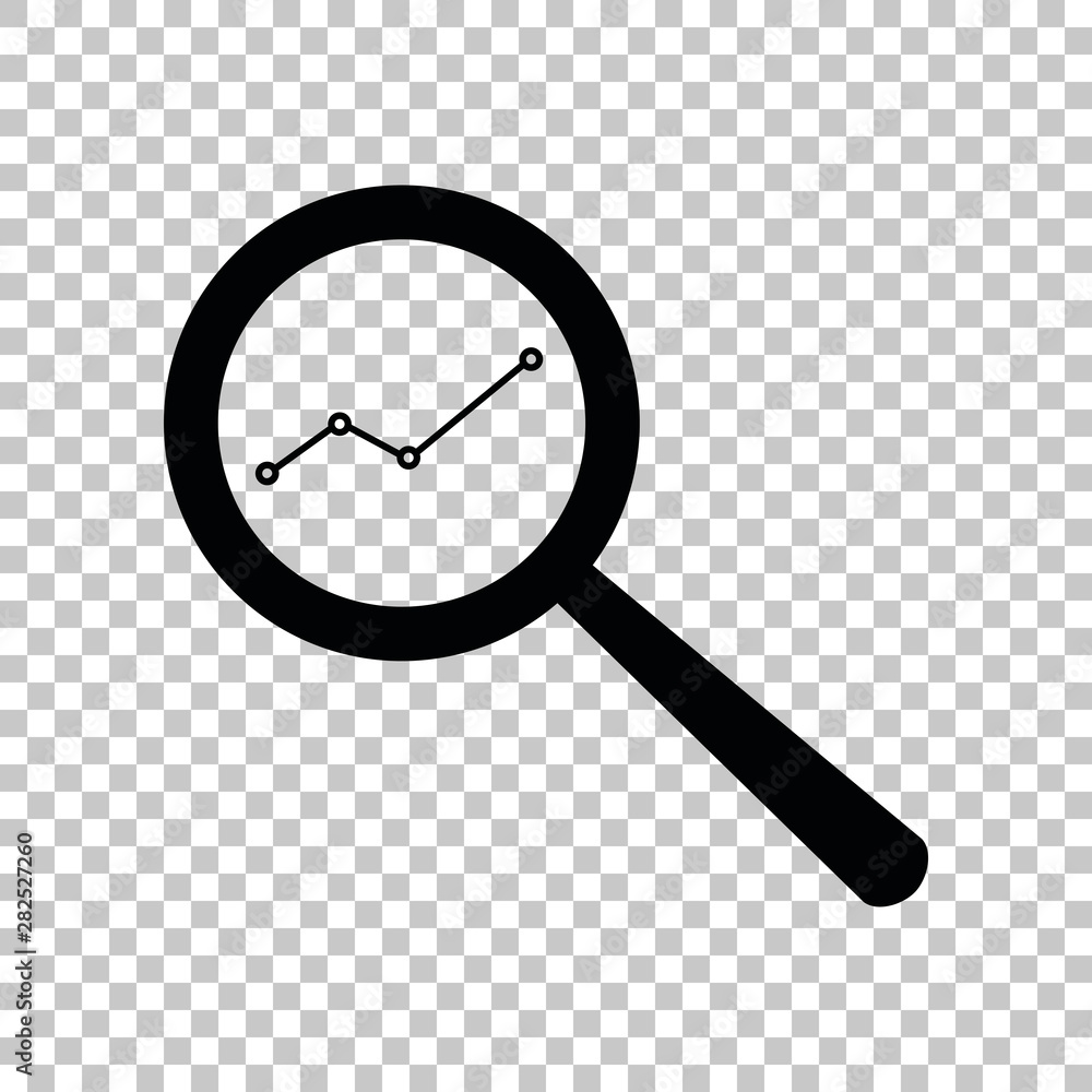 Magnifying glass sign. Black icon on transparent background ...