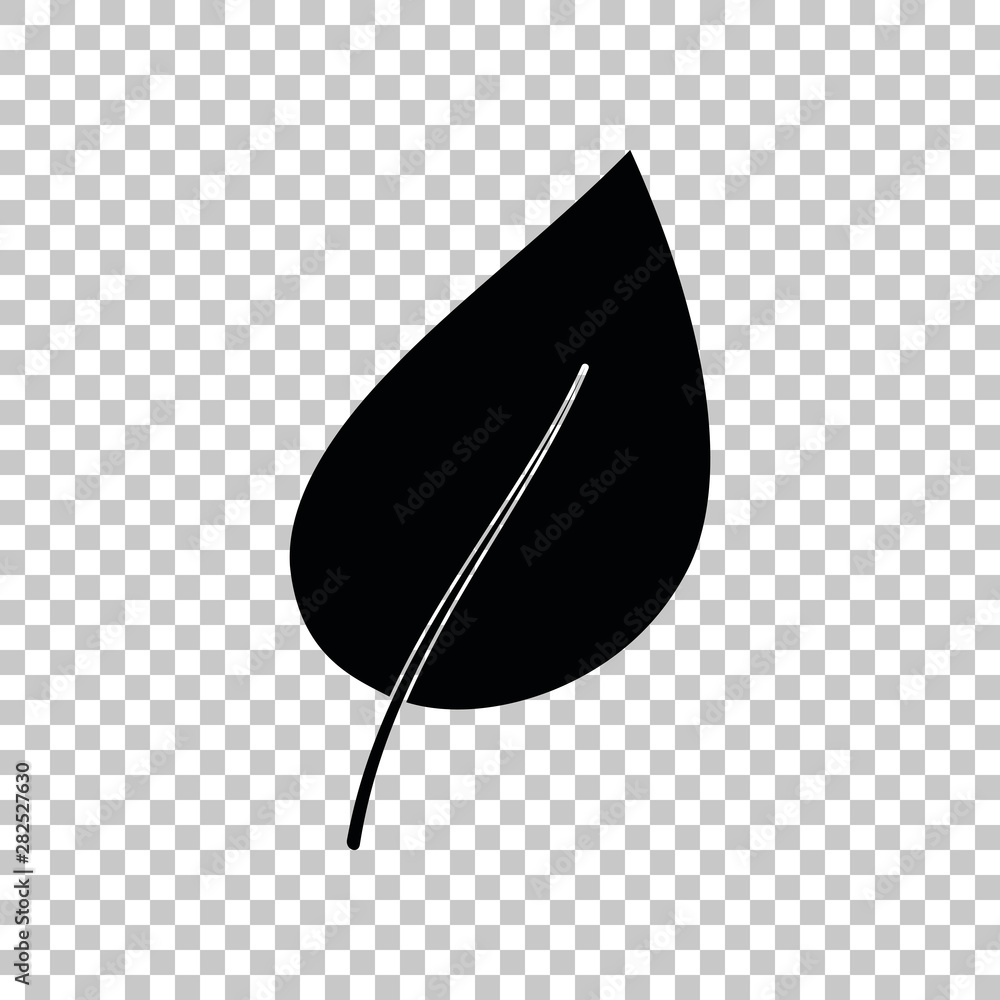 Leaf sign. Black icon on transparent background. Illustration. Stock ...