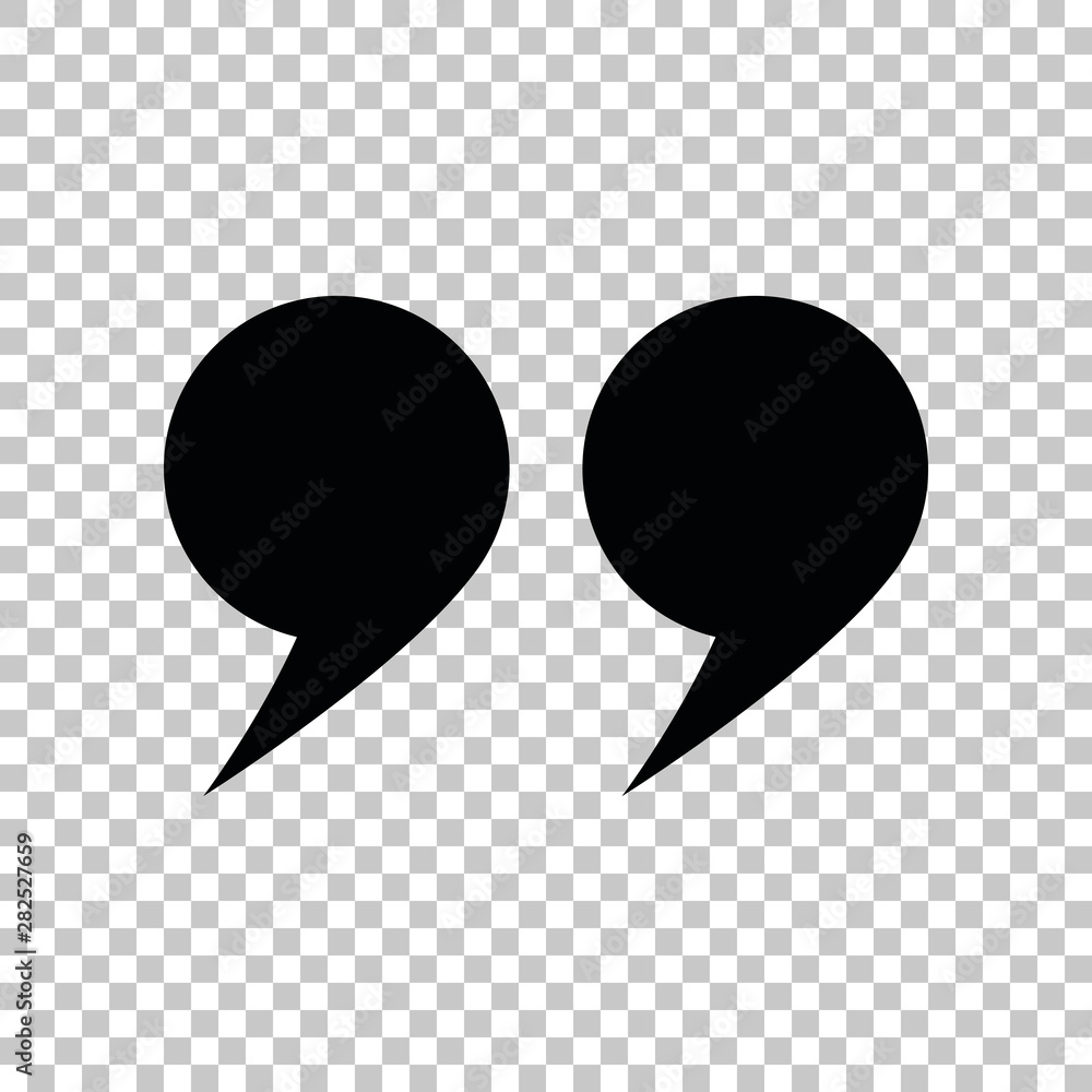 Quotation Mark Symbol. Black icon on transparent background ...