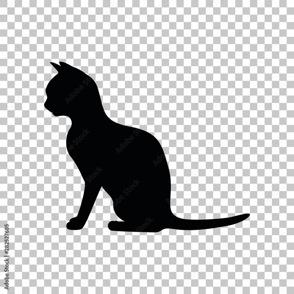 Cat sign. Black icon on transparent background. Illustration. Stock ...