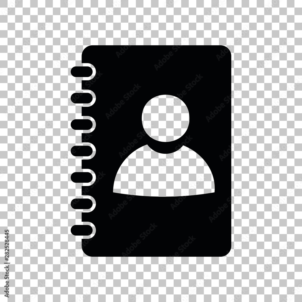 Address book sign. Black icon on transparent background. Illustration ...