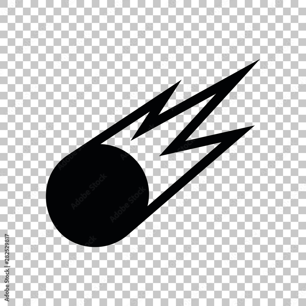 Meteorite sign. Black icon on transparent background. Illustration ...
