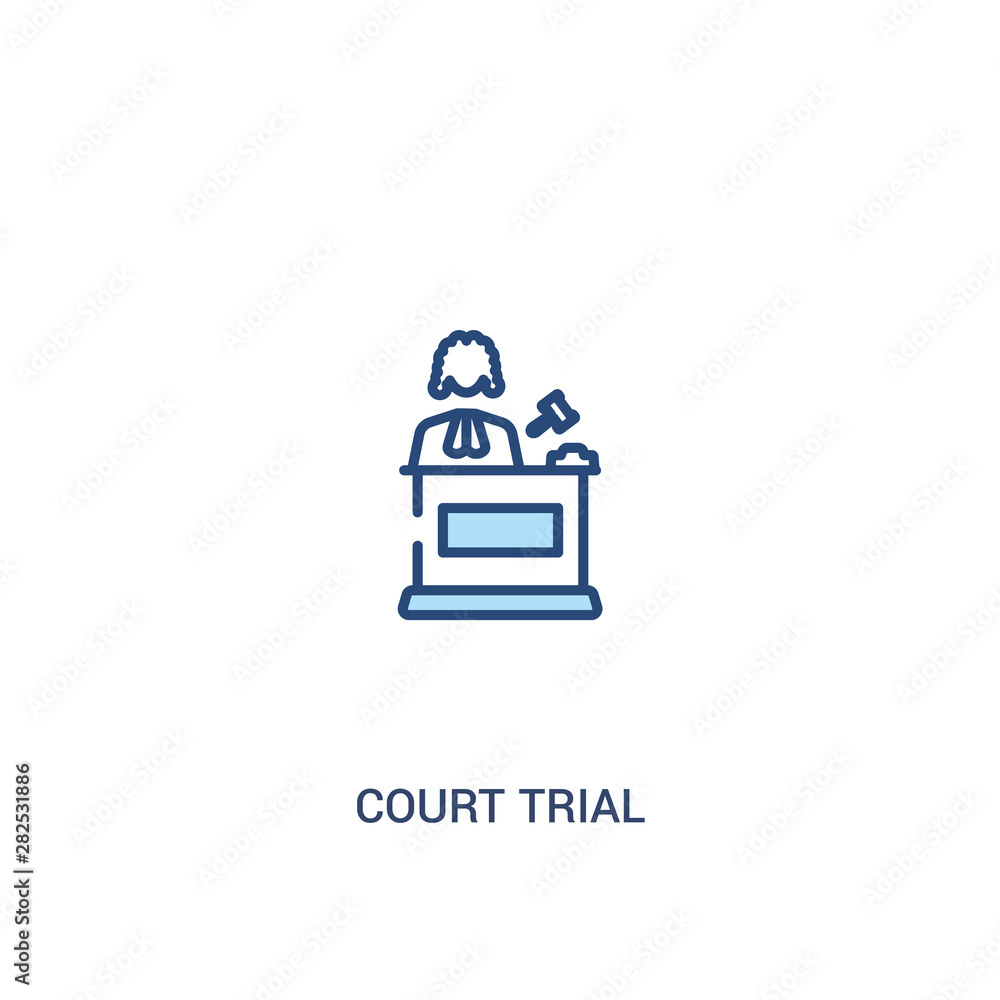 court trial concept 2 colored icon. simple line element illustration ...